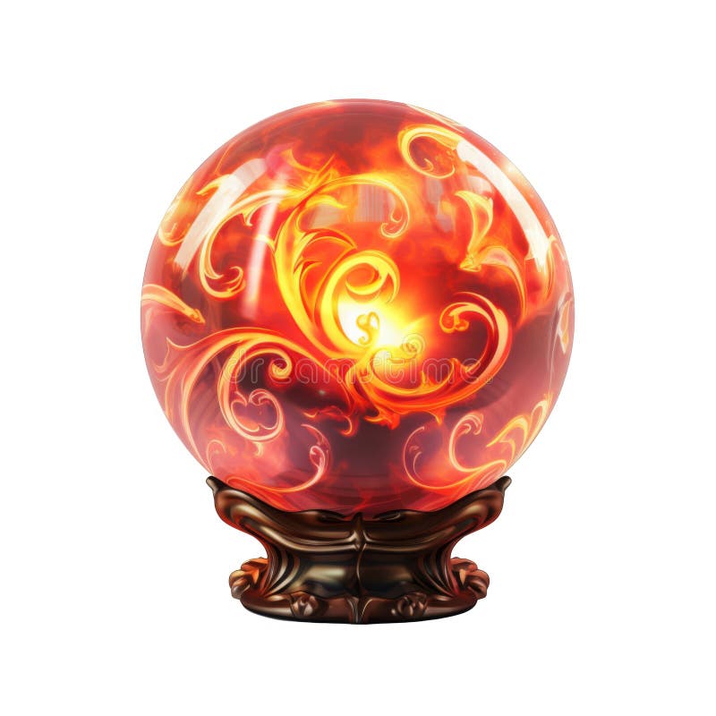 A Fiery Orb Encased in a Glass Sphere on a Metallic Stand Stock Photo ...