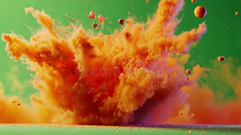 Fiery Orbs Exploding with a Rainbow of Hues. Green Screen Chromakey ...
