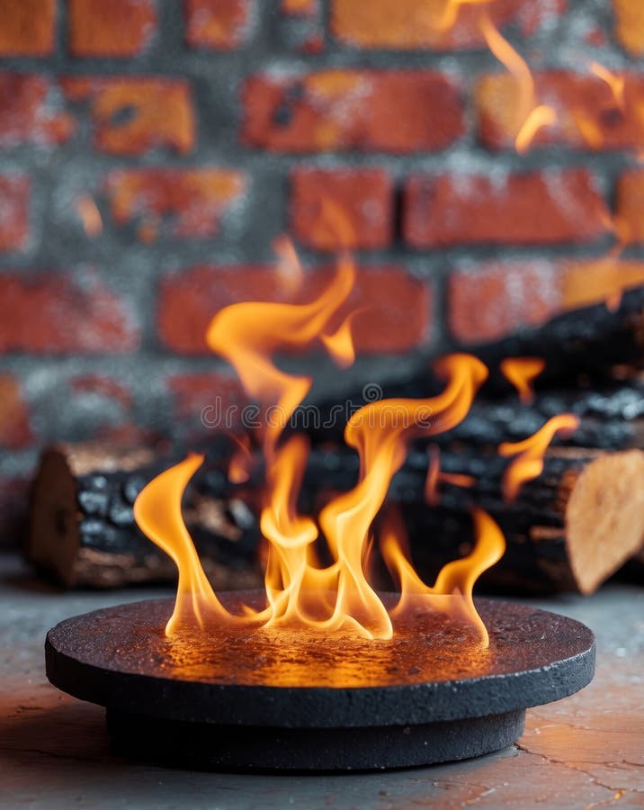 Fiery Oven Hot Stone Burning Wood Pizza Brick Texture Background. Stock ...