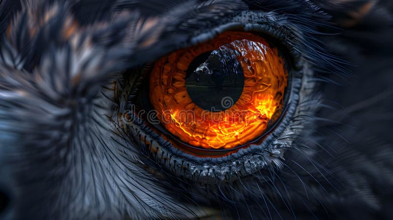 Fiery Owl Eye 3D Illustration Stock Illustration - Illustration of ...