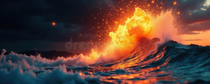 Fiery Particles Erupt into the Air with Explosive Force Explosion Fire ...