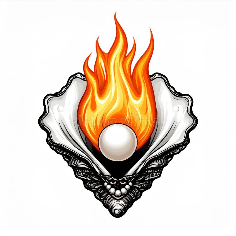 Fiery Pearl in a Shell: Pixel Art Illustration Stock Illustration ...