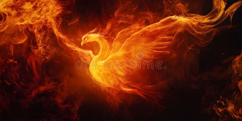 Fiery Phoenix: Abstract Art of Rebirth and Flame Stock Illustration ...