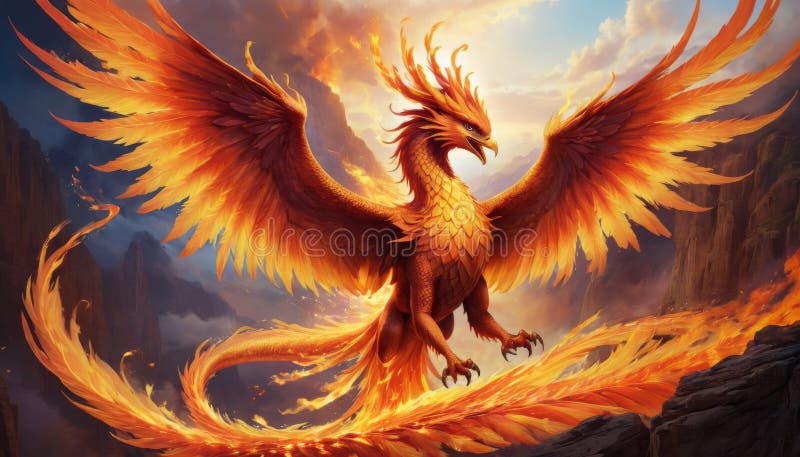 Fiery Phoenix Ascension stock photo. Image of power - 314253326