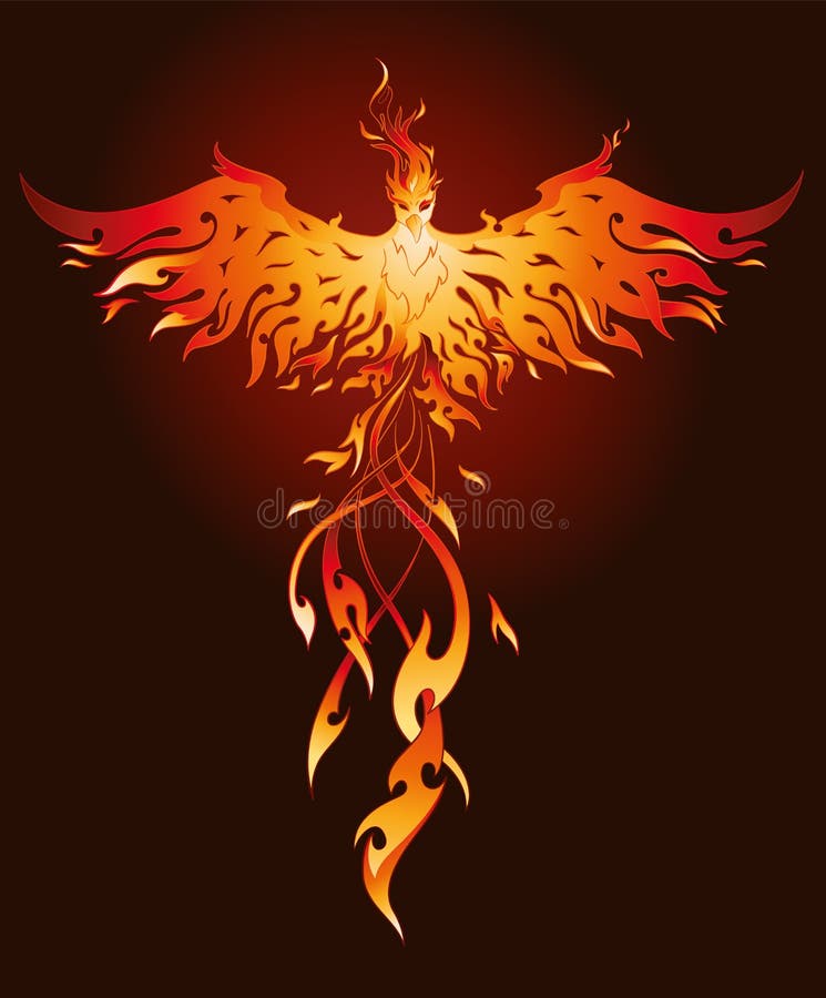Fiery Phoenix Bird Ideal for Tattoo, Logo and Printing Stock Vector ...