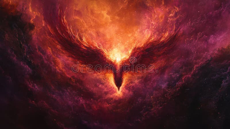 Fiery Phoenix in Cosmic Nebula Stock Illustration - Illustration of ...