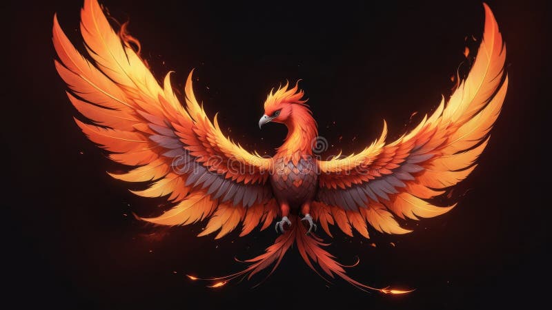 Fiery Phoenix in Flight stock illustration. Illustration of magical ...