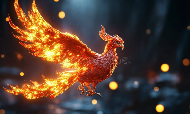 Fiery Phoenix in Flight stock footage. Video of digital - 388691744