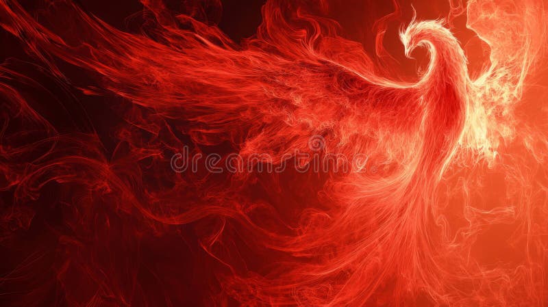 Fiery Phoenix in Particle Form Against Dark Background Stock ...