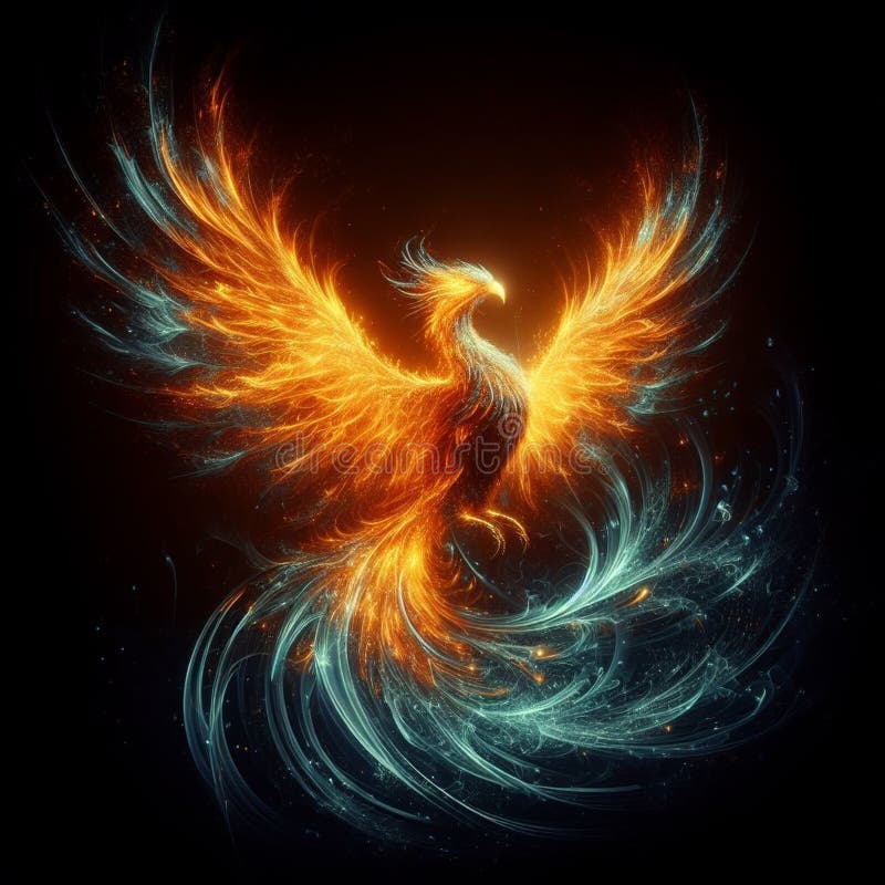 A Fiery Phoenix, Reborn from Digital Ashes in the Glow of Deep Space ...