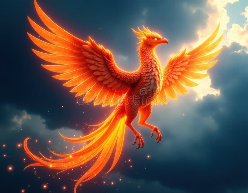 Fiery Phoenix Rising from Ashes Stock Illustration - Illustration of ... Fiery Phoenix Rising from Ashes Stock Illustration - Illustration of ...