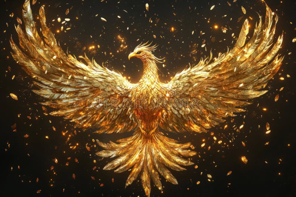 Fiery Phoenix Rising from Ashes in Outer Space Stock Photo - Image of ...