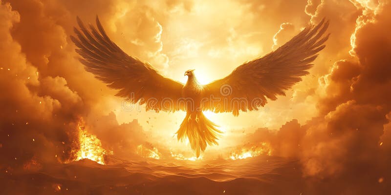 Fiery Phoenix Rising Majestic Fantasy Bird Artwork Stock Illustration ...