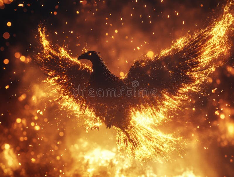 Fiery Phoenix Rising stock image. Image of crisp, generated - 362978469