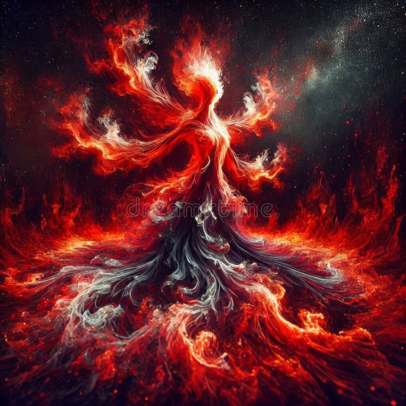 A Fiery Phoenix Rising in Space Stock Illustration - Illustration of ...