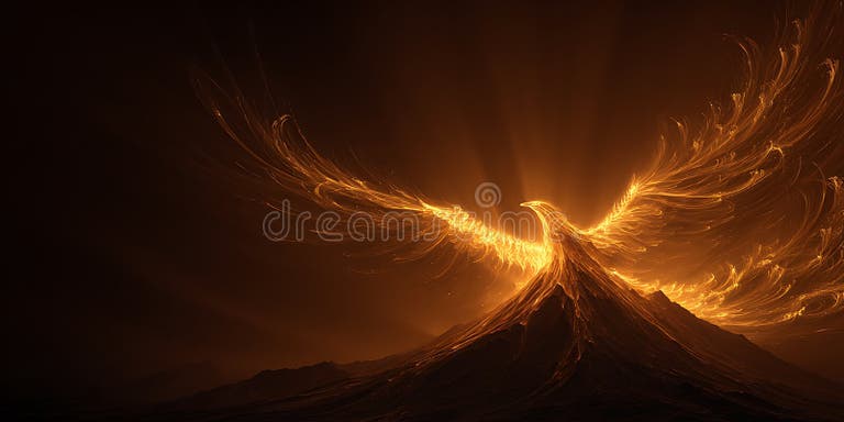 Fiery Phoenix Volcano Eruption Dramatic Volcanic Landscape Stock ...