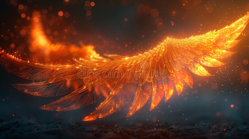 Fiery Phoenix Wing in Flight - Generative Ai Stock Illustration ...