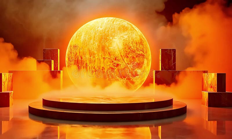 Fiery Planet Backdrop, Smoky Stage, Product Display Stock Footage ...