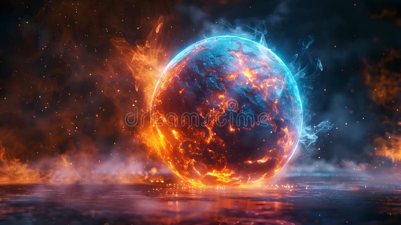 Fiery Planet 3D Render stock illustration. Illustration of abstract ...