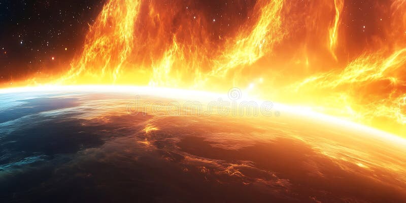 Fiery Planet Earth Background Space Fire Wallpaper Stock Illustration ...