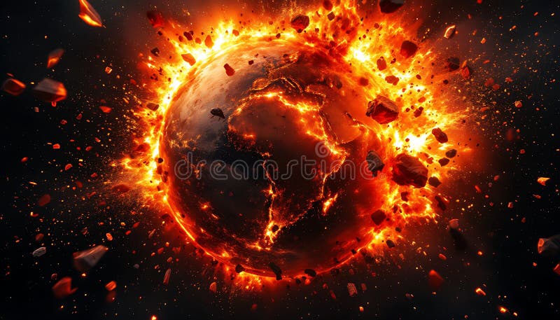 Fiery Planet Exploding Dramatic Inferno Artwork Stock Photos - Free ...