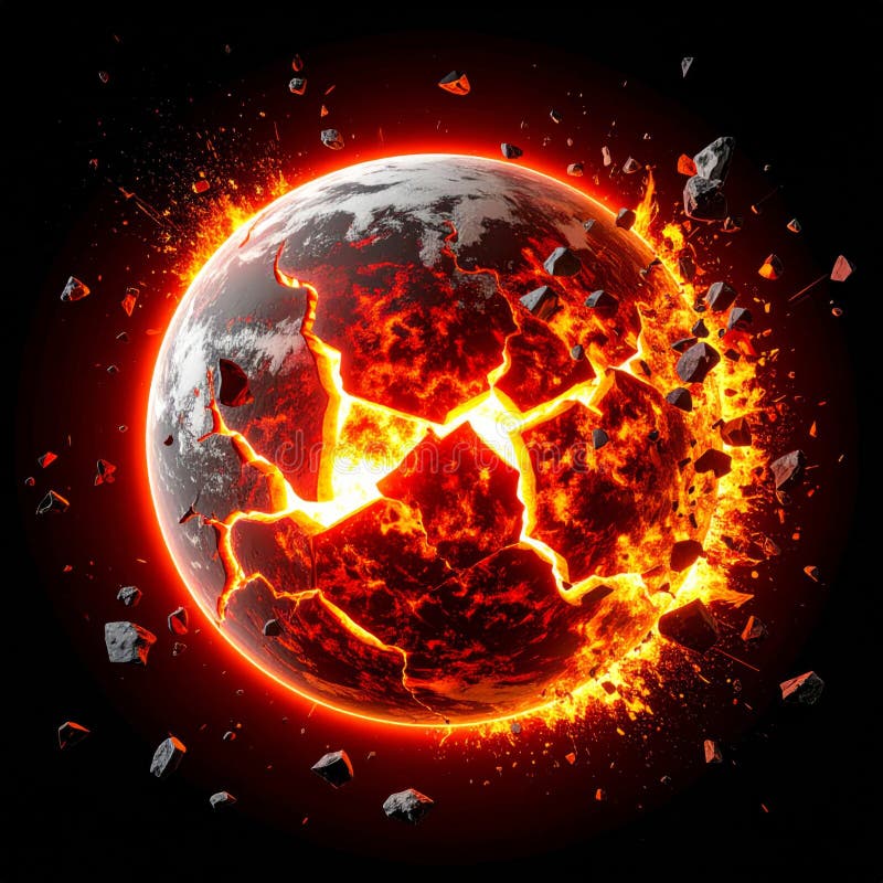 Fiery Planet Explosion Cosmic Catastrophe Stock Illustration ...