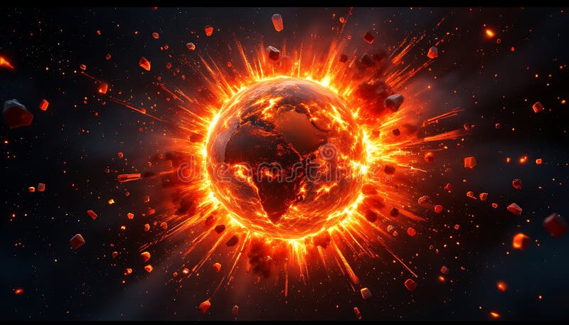 Fiery Planet Explosion: a Dramatic Cosmic Artwork Stock Image - Image ...