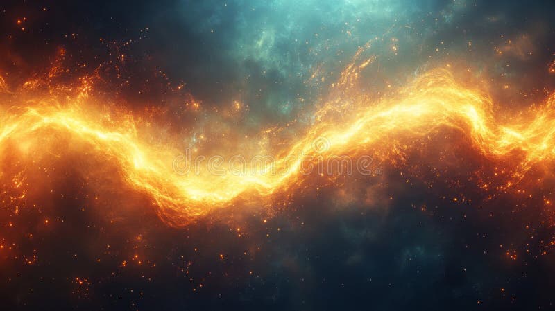 Fiery Plasma Energy Stream in Cosmic Space Stock Illustration ...