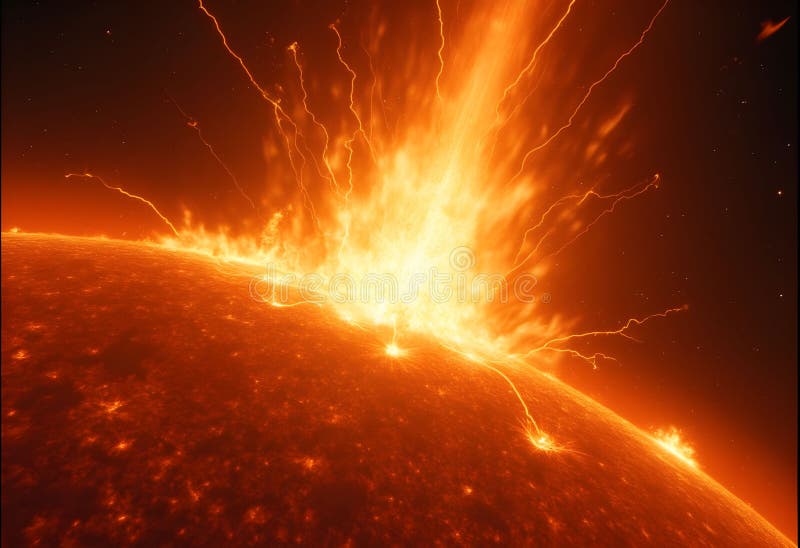 Fiery Plasma Explosion in Deep Space Stock Illustration - Illustration ...