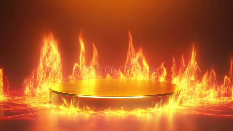 Fiery Platform with Flames for Dramatic Showcase or Presentation Concept Stock Image - Image of ...