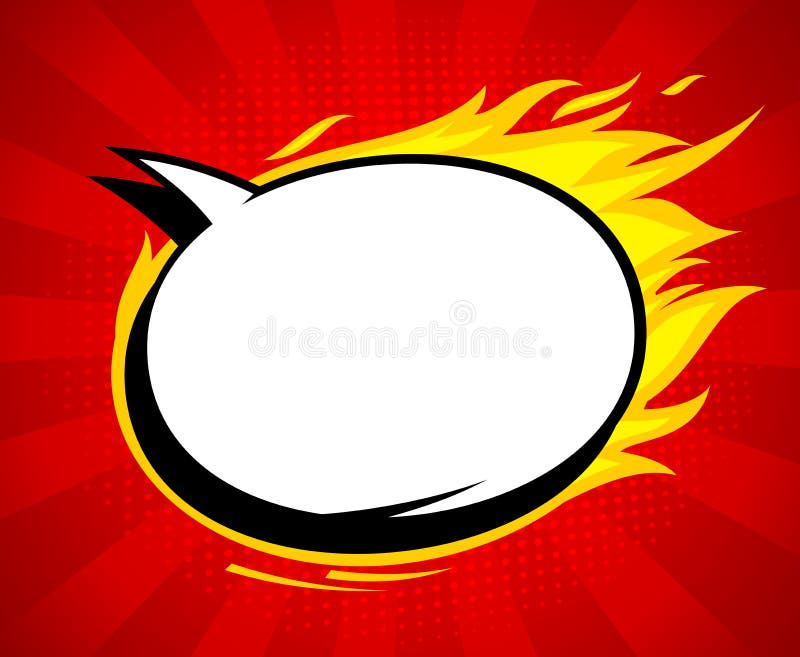 Fiery Pop-art Style Empty Speech Bubble with Flames. Stock Vector ...