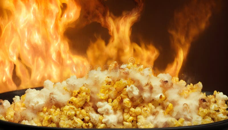 Fiery Popcorn Explosion stock photo. Image of interplay - 308709508