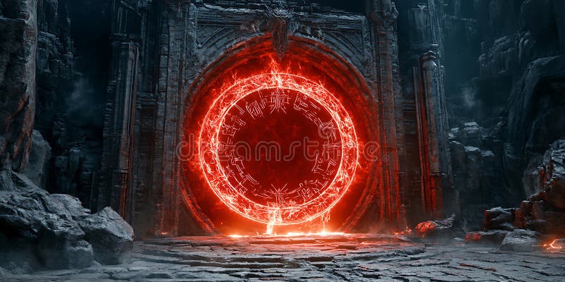 Fiery Portal Dark Fantasy Background Image Stock Illustration ...