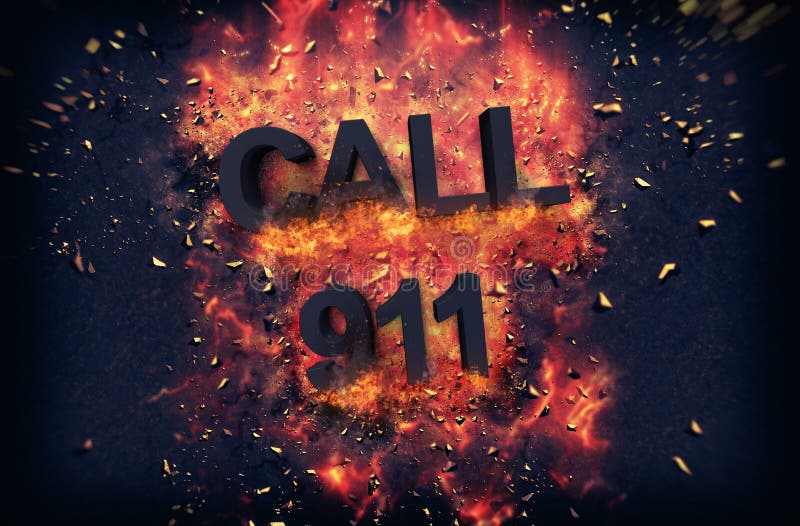Fiery Poster with Black Text - Call 911 Stock Photo - Image of flaming ...