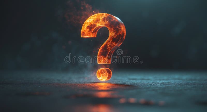 A Fiery Question. Burning Question Mark Symbol with Sparks and Intense ...