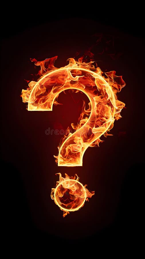Fiery Question Mark Against Dark Background, Dynamic Focal Point Stock ...