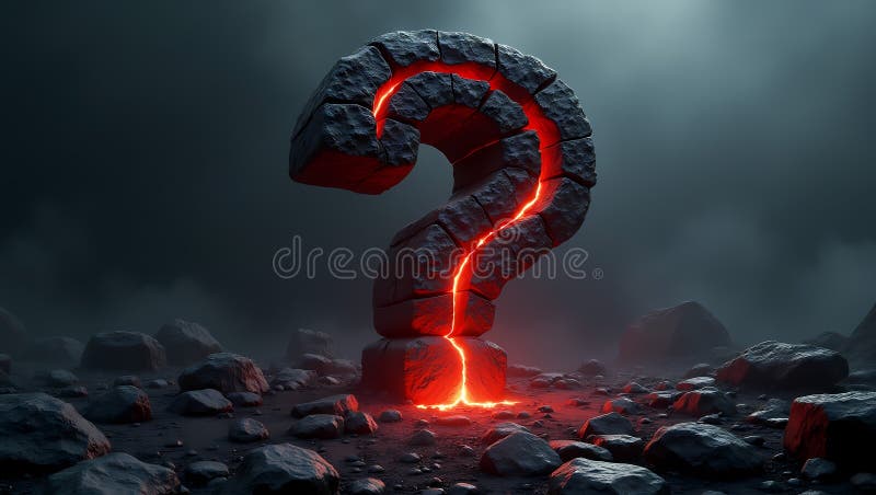 Fiery Question Mark on Rocky Ground Stock Illustration - Illustration ...