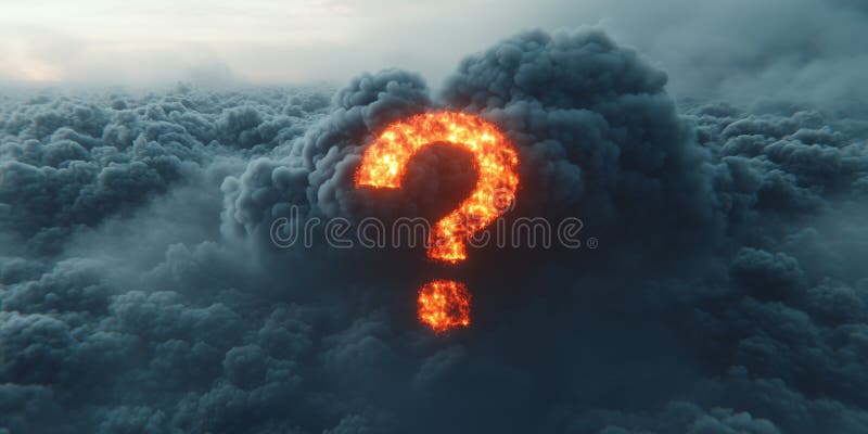 Fiery Question Mark in Stormy Cloudscape Stock Illustration ...