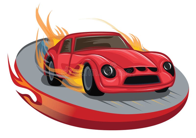 Fiery Race Car. Vector Illustration Decorative Design Stock Vector ...