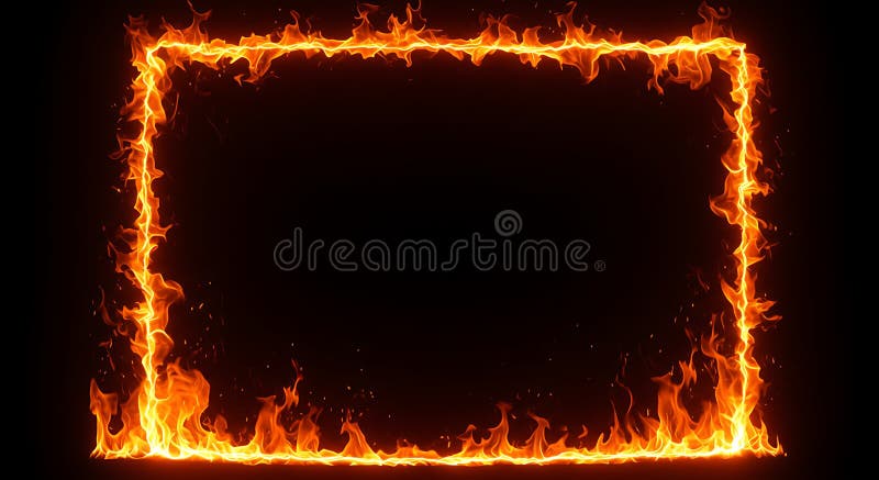 Fiery Rectangle Frame Burning Hot Fire Border Design Stock Illustration ...