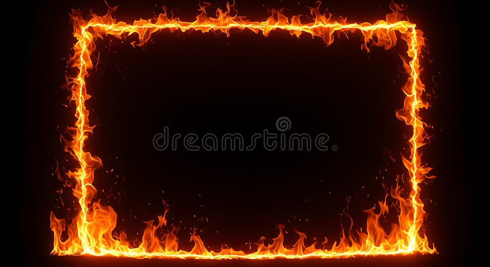 Fiery Rectangle Frame Burning Hot Fire Border Design Stock Illustration ...