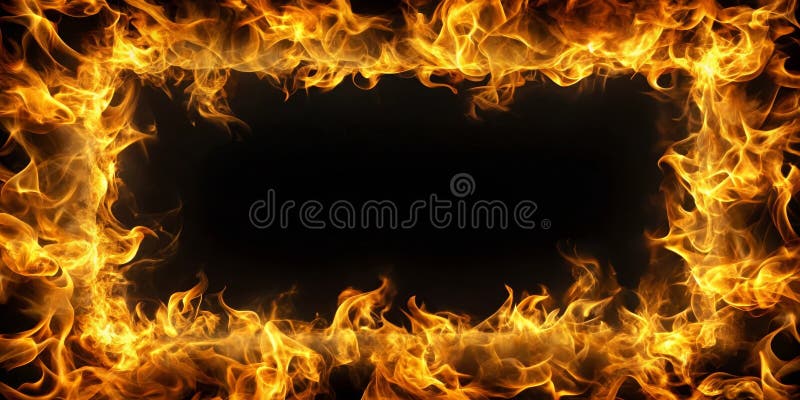 Fiery Rectangular Frame for Design Projects, Featuring Vivid Orange and ...