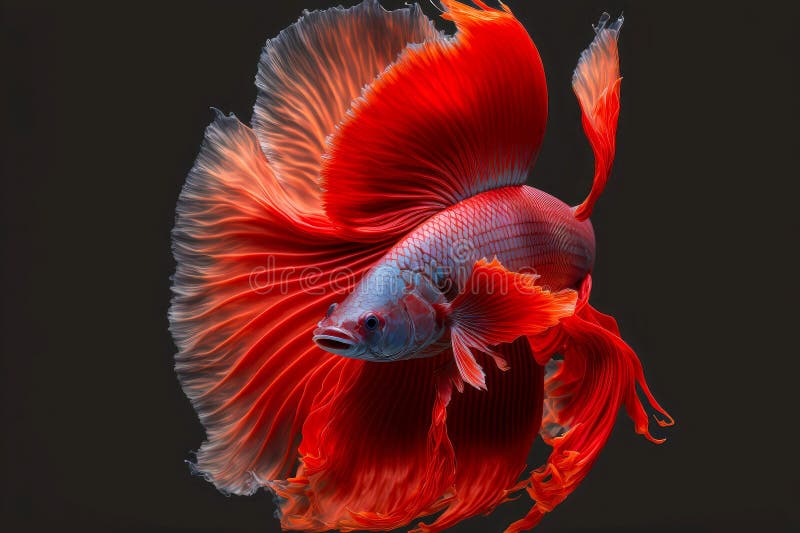 Fiery Red Betta Fish with Large Spread Fins Stock Illustration ...