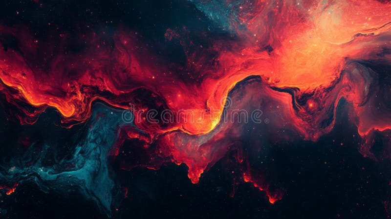 Fiery Red and Blue Nebula in Deep Space Stock Illustration ...