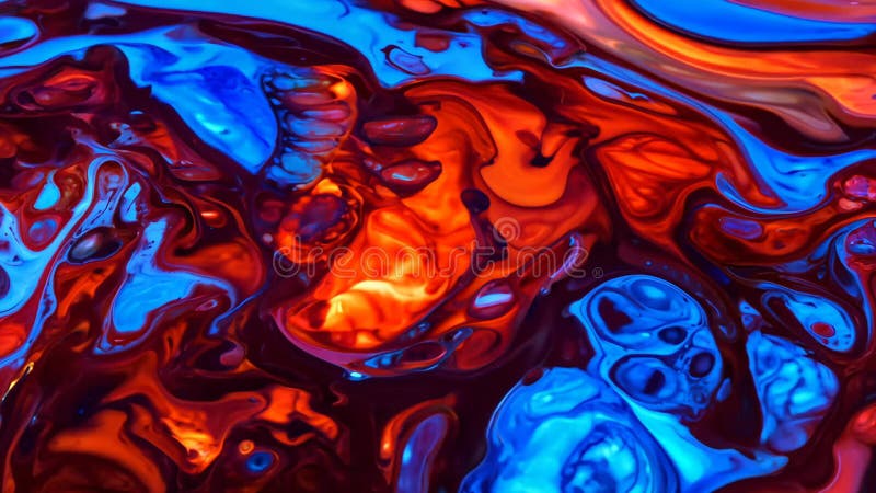 Fiery Red and Blue Swirls of Liquid Color Create Dynamic Abstract Art ...