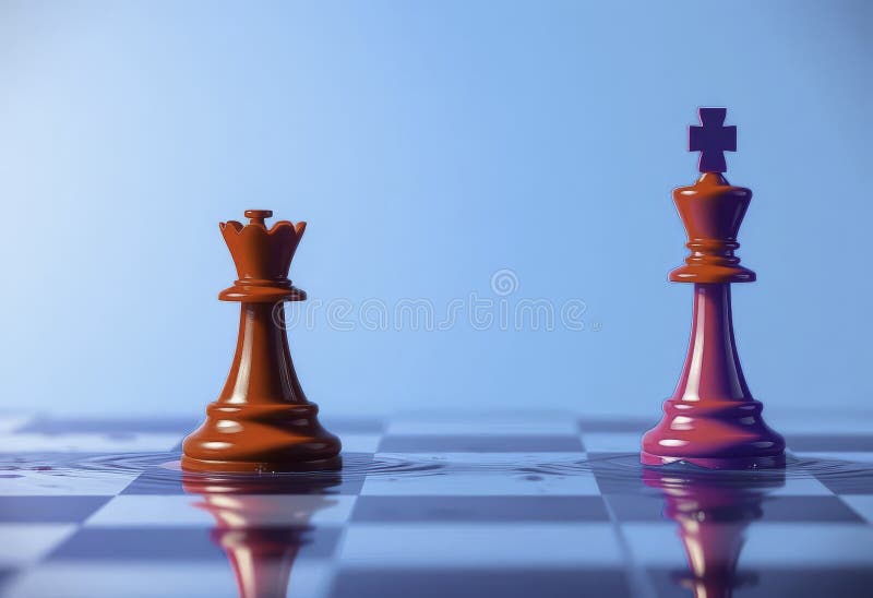 Fiery Red Chess Rook Confronts a Blue, Water Soaked Pawn, Fire ...