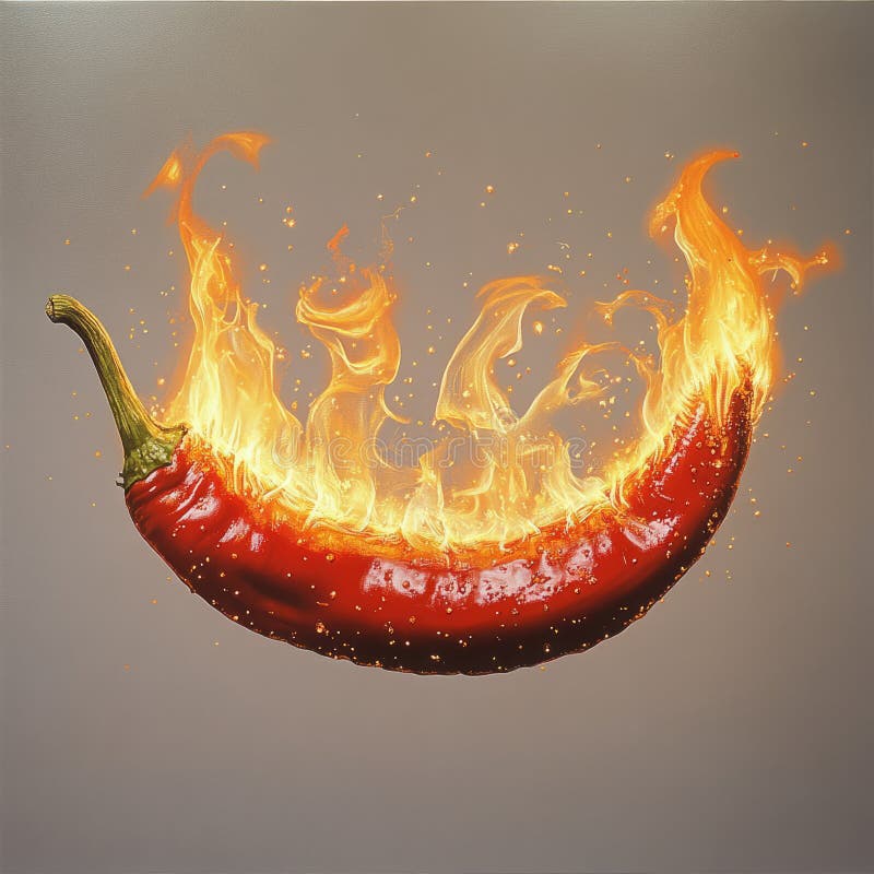 Fiery Red Chili Pepper Flames Neutral Background Stock Photos - Free ...