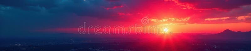 Fiery Red and Cool Blue Sunrise, Grainy Texture Perfect for Backgrounds ...