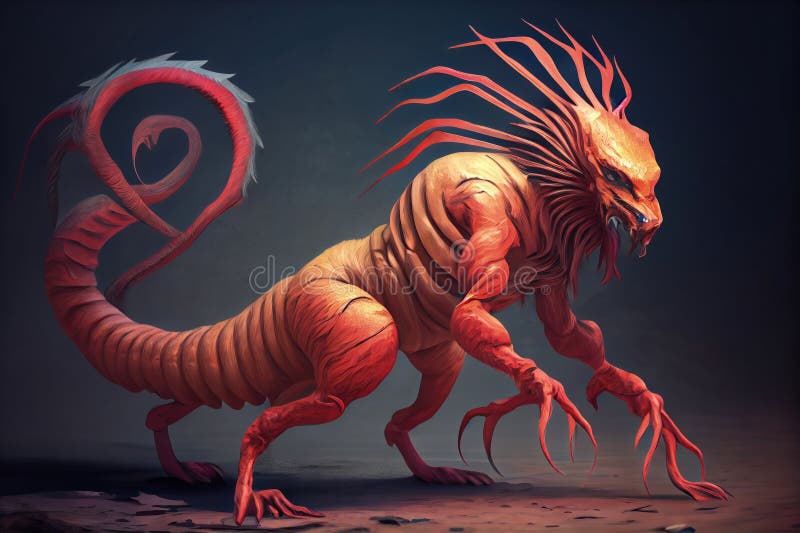 Fiery Red Creature - Generative AI Stock Illustration - Illustration of ...