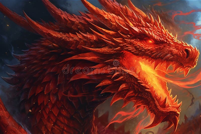 Fiery Red Dragon Artwork. Generative AI Stock Illustration ...